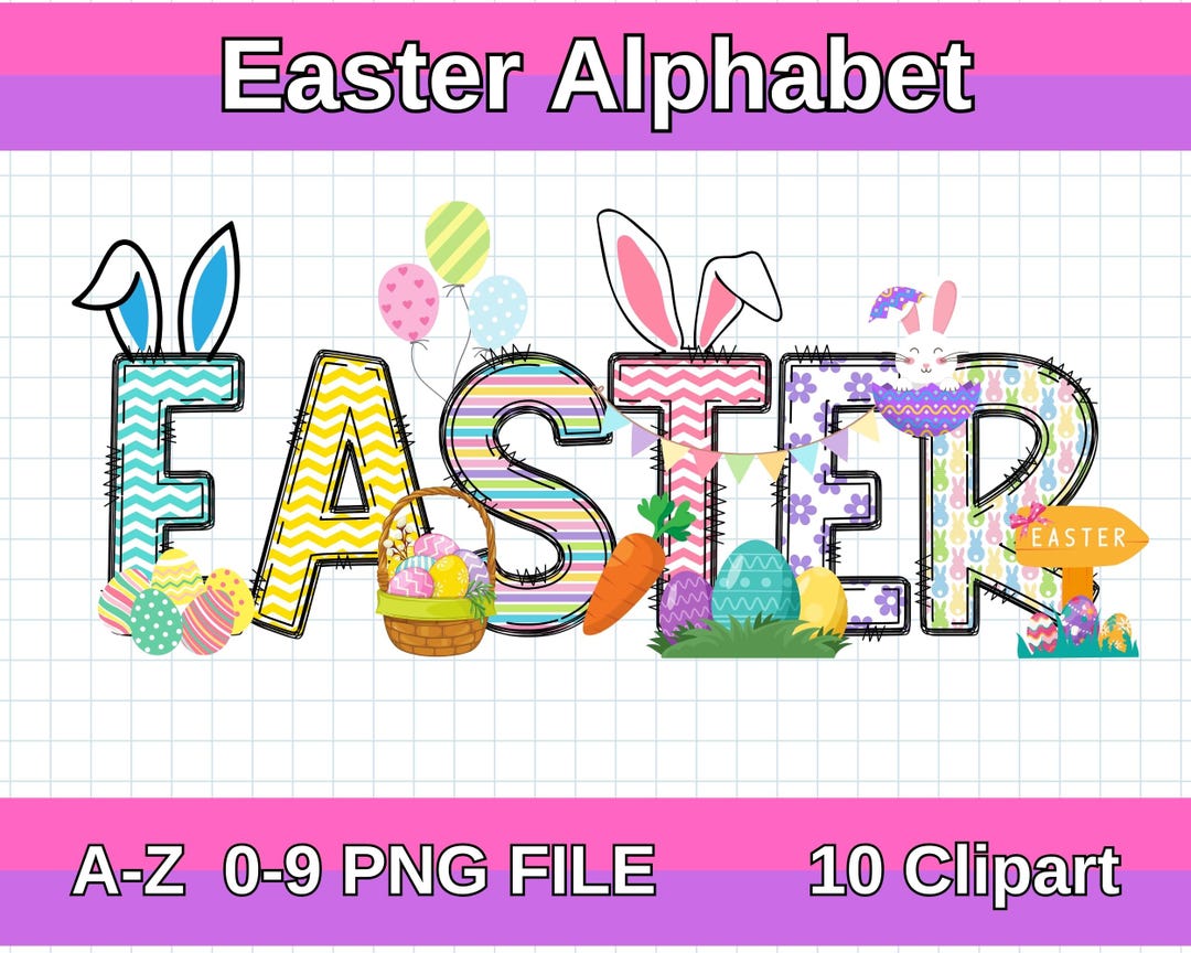 Easter Doodle Letters, Easter Alpha Doodle, Easter Alphabet PNG, Easter ...