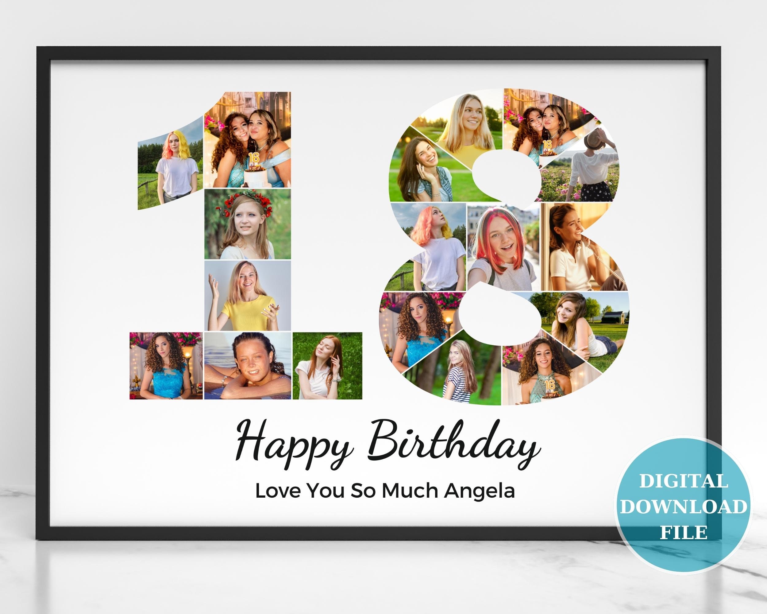 Custom 18th Birthday Photo Collage - 18th Anniversary Party Decoration ...
