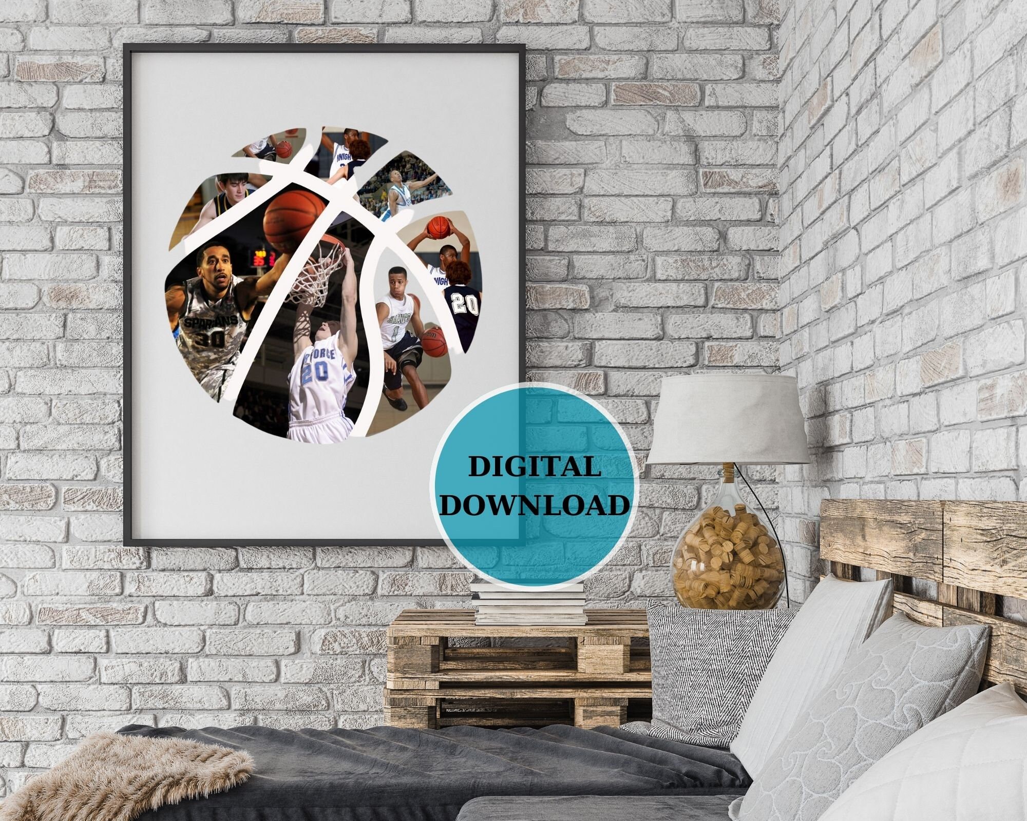 Digital Basketball Photo Collage - Canva SVG Template for Easy Editing ...