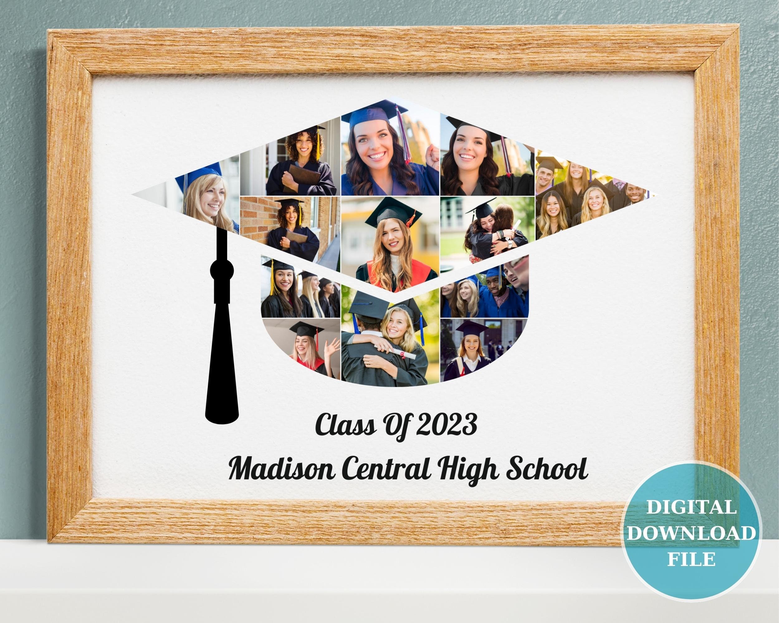 PRINTABLE Graduation Photo Collage, Graduation Gift, Graduation Cap ...