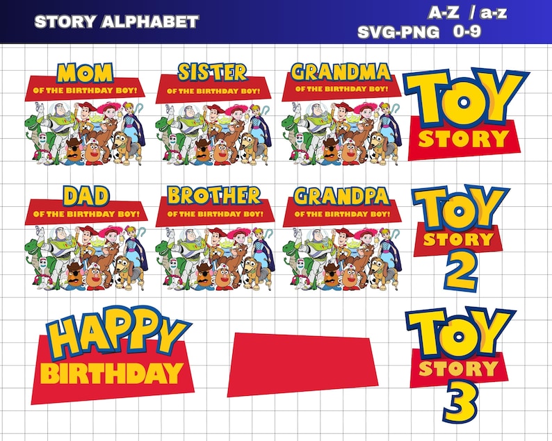 Fuentes SVG y PNG de Toy Story: letras y números del alfabeto de Toy ...