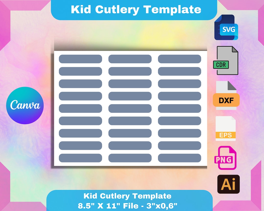 Kid Cutlery Template, Kid Cutlery Template for Sublimation SVG, Canva ...