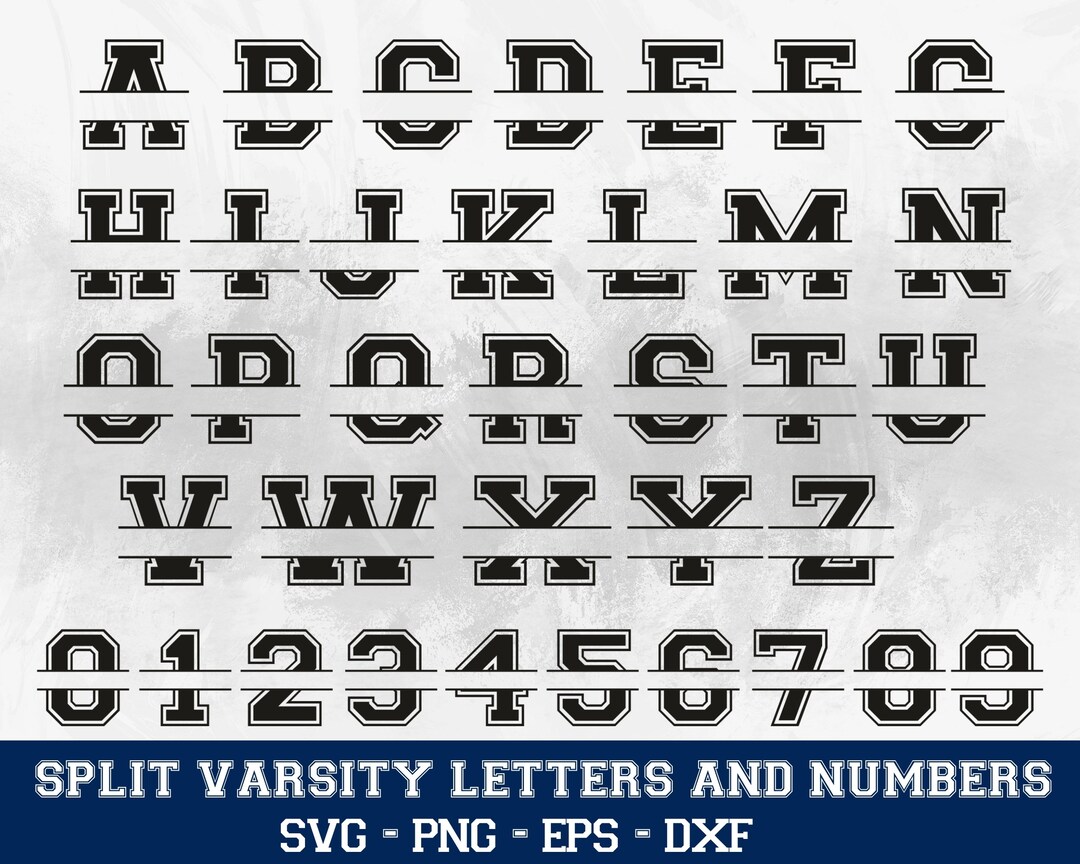 Split Varsity SVG Bundle | Letters & Numbers Clipart | Perfect for ...
