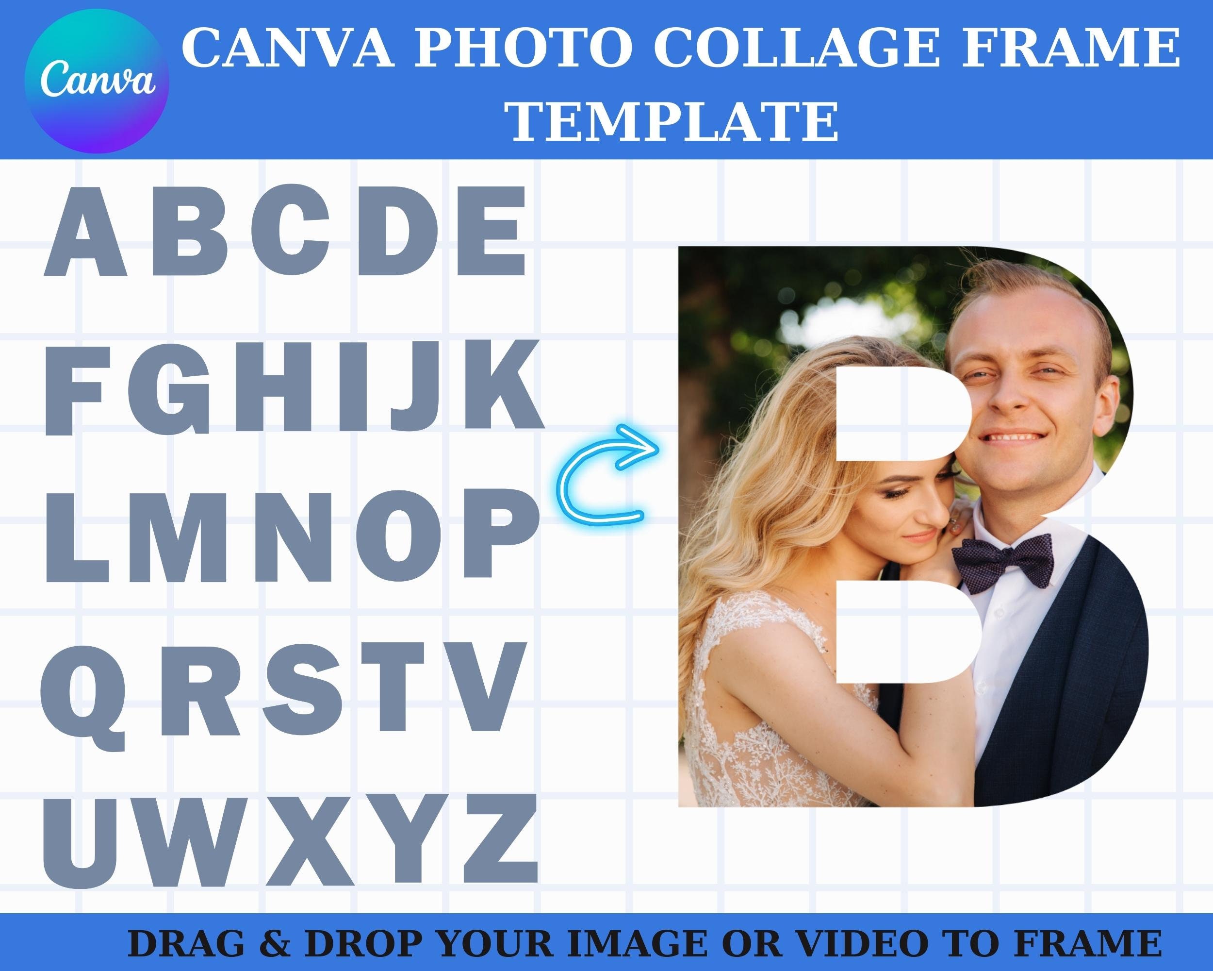 Alphabet Photo Collage Canva Frame Template, A-Z Birthday, Aniversary ...