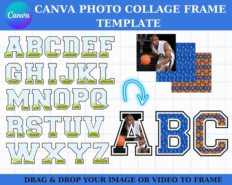 Canva Frame Template Letters Alphabet Blank Transparent Varsity Font ...