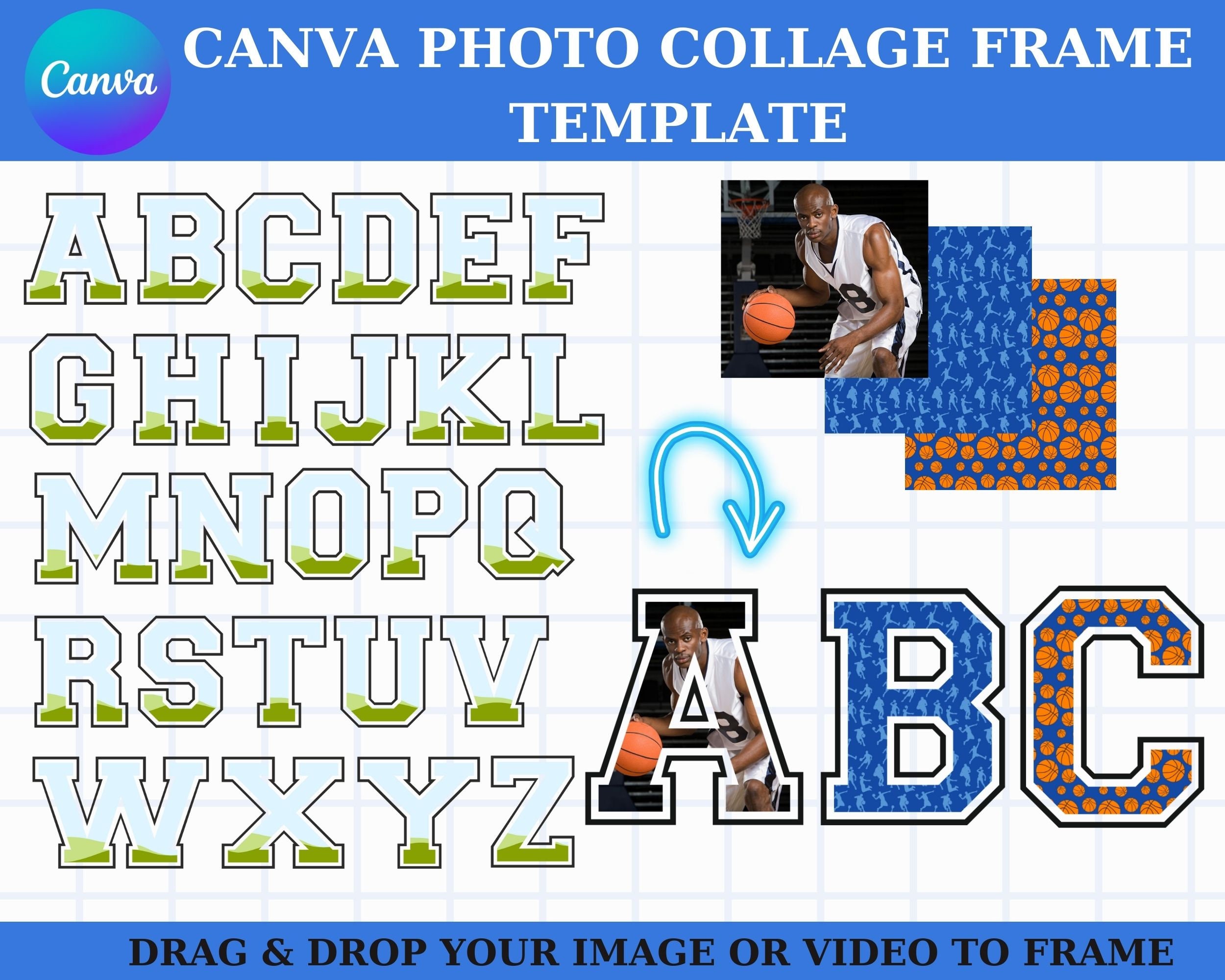 Canva Frame Template Letters Alphabet Blank Transparent Varsity Font ...