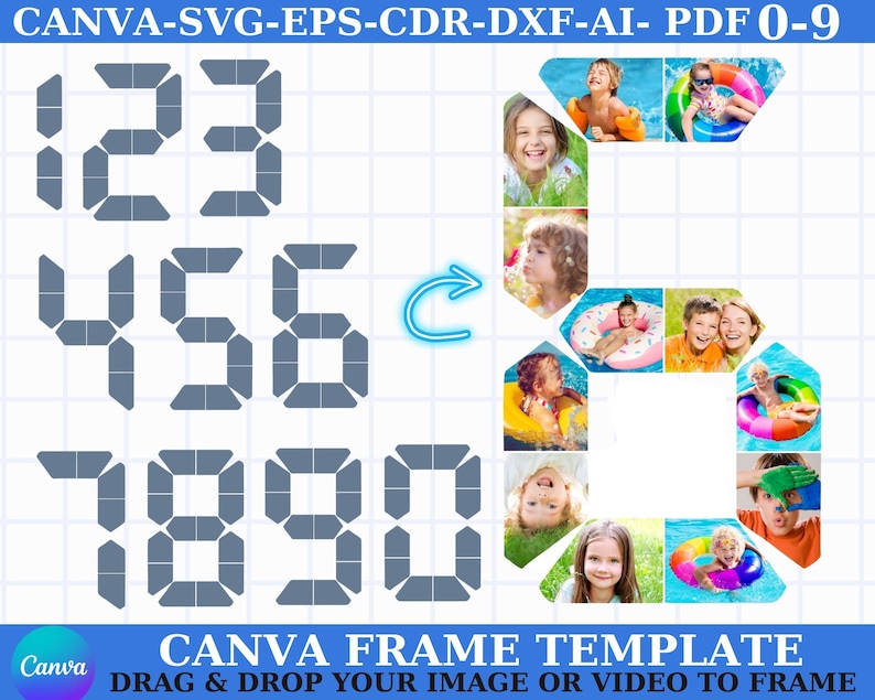 Collage de números digitales: arte mural personalizable y decoración ...