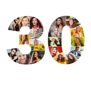30th Birthday Gift, Number Photo Collage, 30th Anniversary Party ...