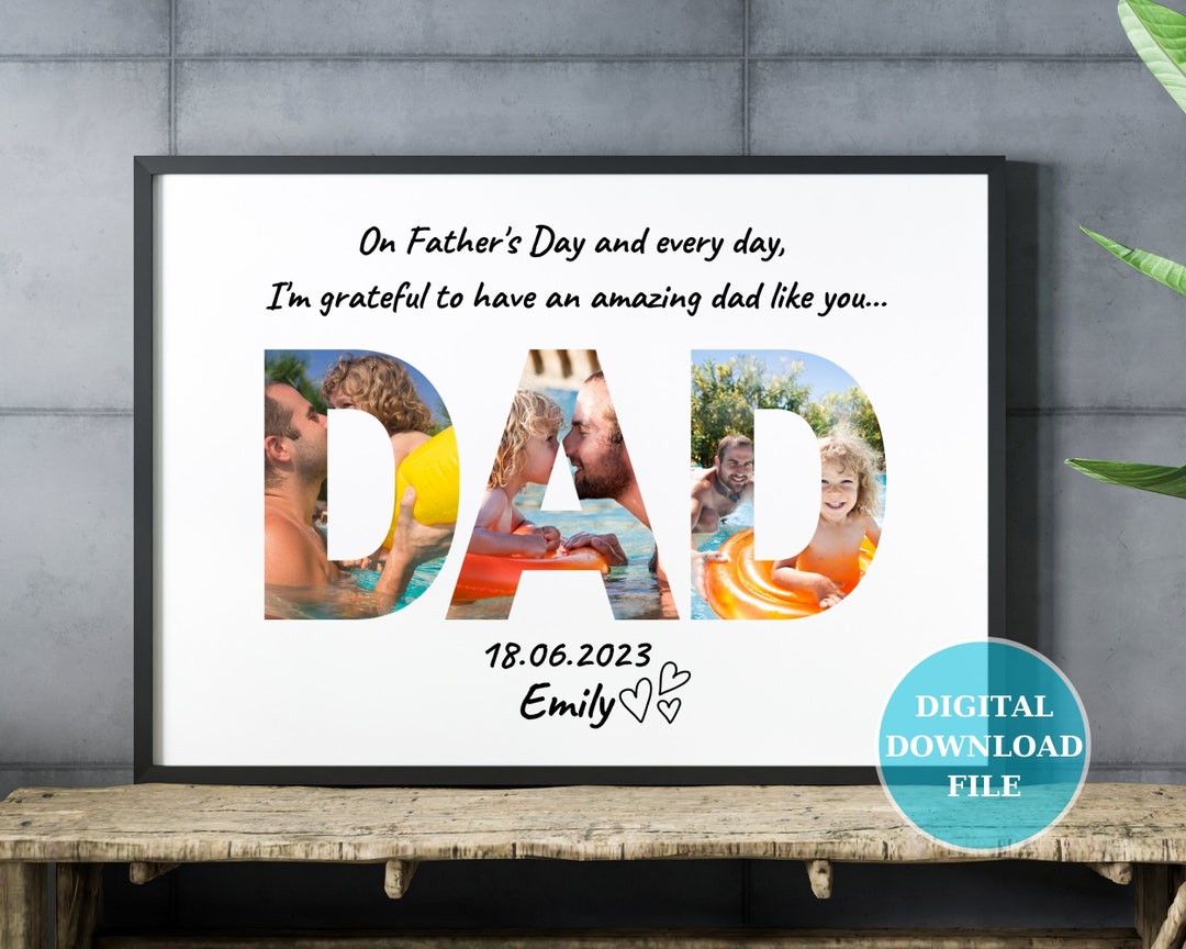 Daddy Photo Collage, Daddy Photo Frame, Editable Canva Print Template ...