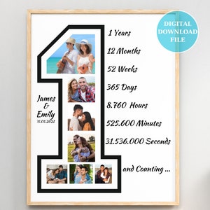 Custom 7 Photo Collage - 1 Year Anniversary Gift | Editable Anniversary ...