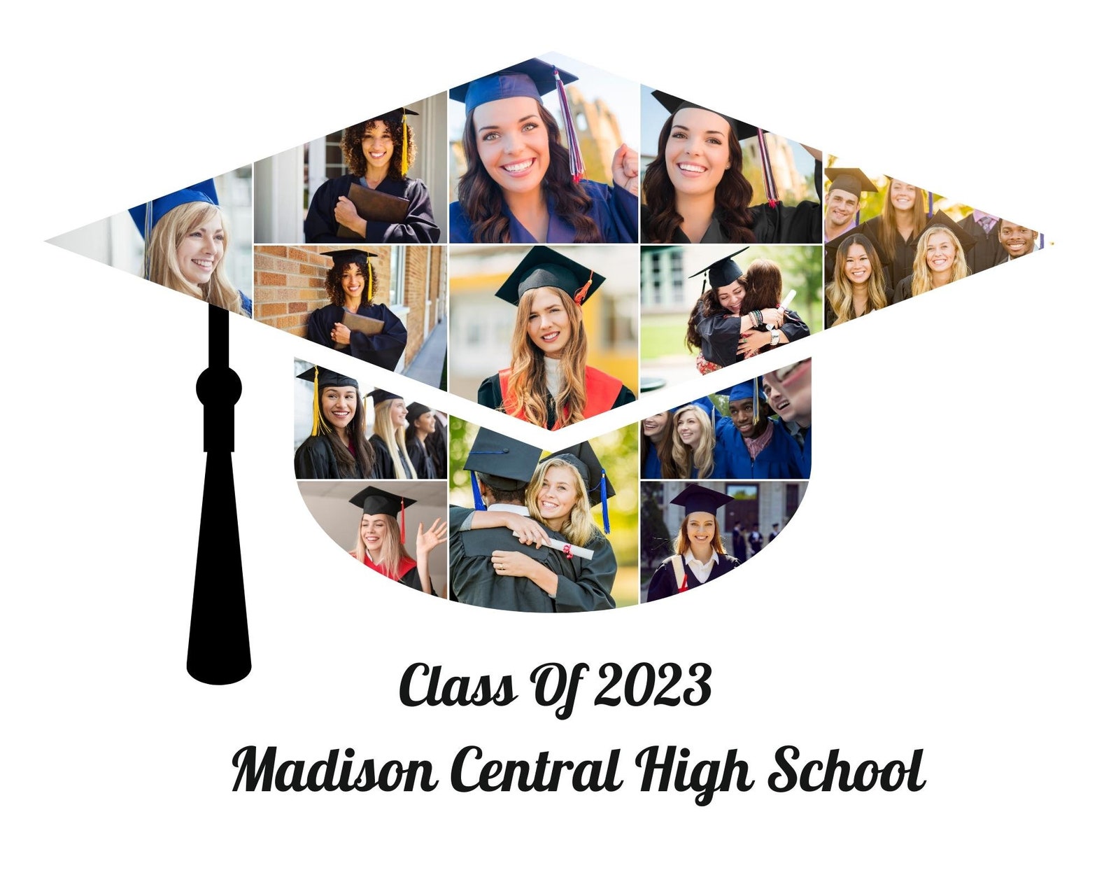 PRINTABLE Graduation Photo Collage, Graduation Gift, Graduation Cap ...