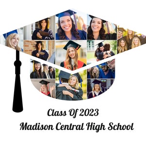 PRINTABLE Graduation Photo Collage, Graduation Gift, Graduation Cap ...