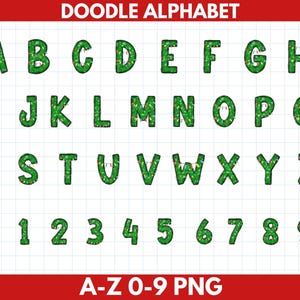 Christmas Doodle Alphabet PNG Christmas Letters Numbers Clipart Santa ...