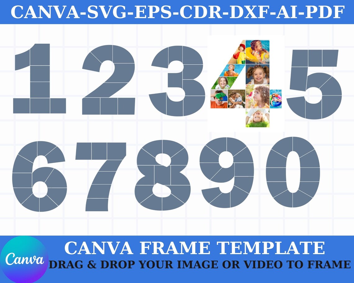 All Digits Canva Photo Collage, Frame Template, Birthday, Aniversary ...