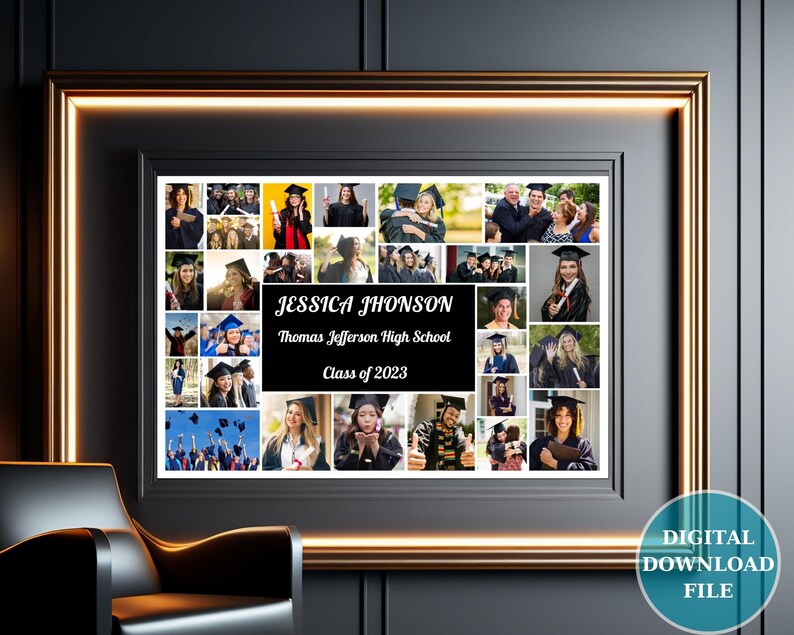 Printable Graduation Gift, Grad Photo Collage, Class of 2023 Party ...