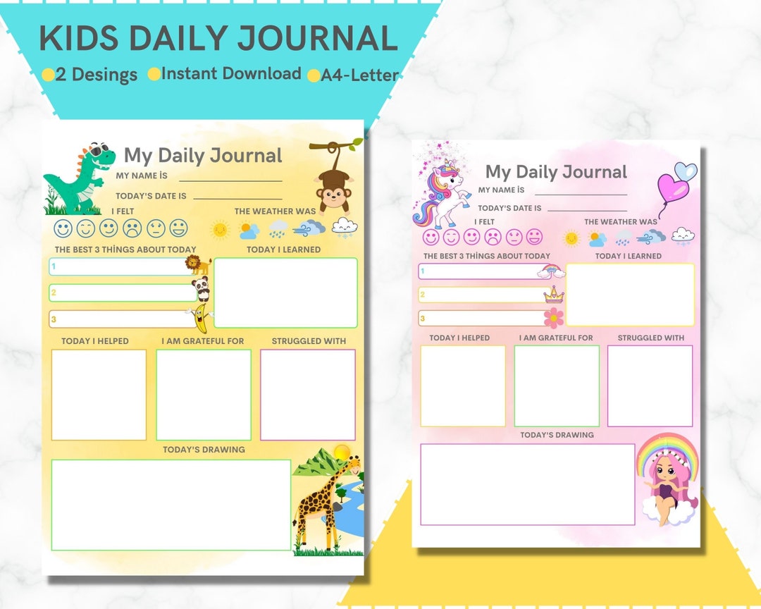 Kids Daily Journal Printable Journal for Kids Diary for Children Kids ...