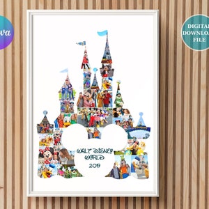 Disneyland Castle Collage, Disney Vacation Gift, Walt Disney Souvenirs ...