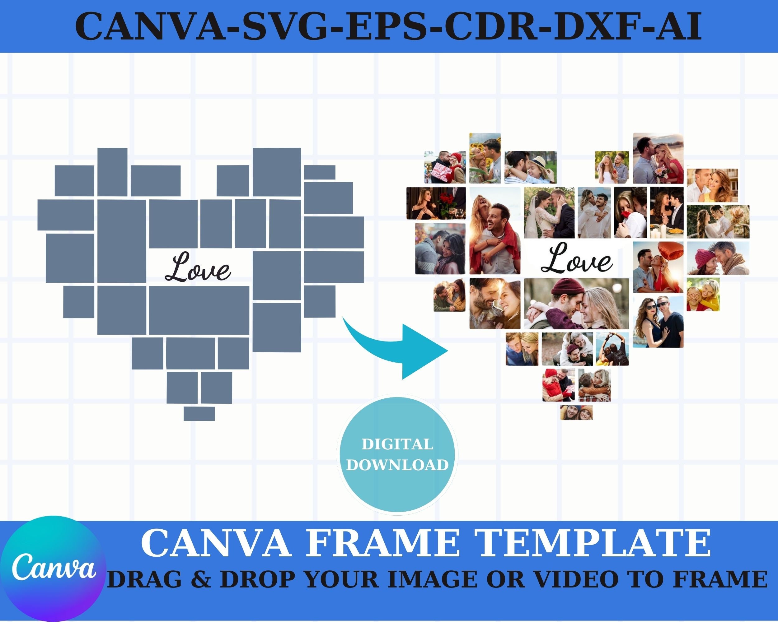 Love Heart Photo Collag Love Collage Digital Photo - Etsy