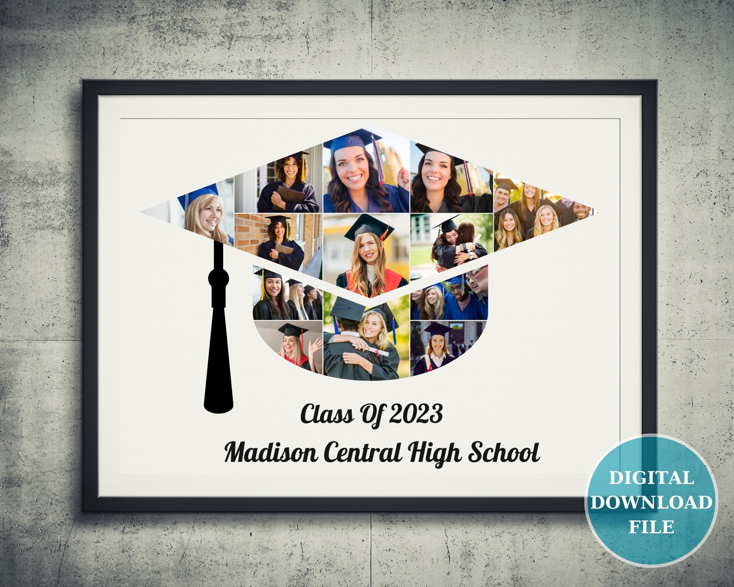 PRINTABLE Graduation Photo Collage, Graduation Gift, Graduation Cap ...