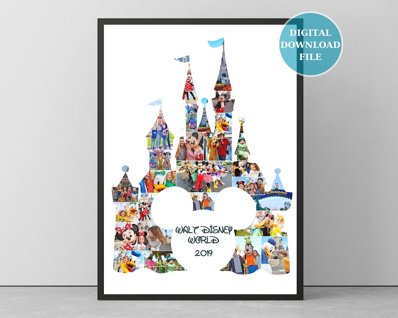 Collage de fotos del castillo de Disneyland, recuerdo de vacaciones en ...