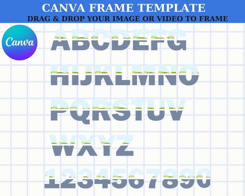Split Half Letters Alphabet Font Blank Transparent Canva Frame Template ...