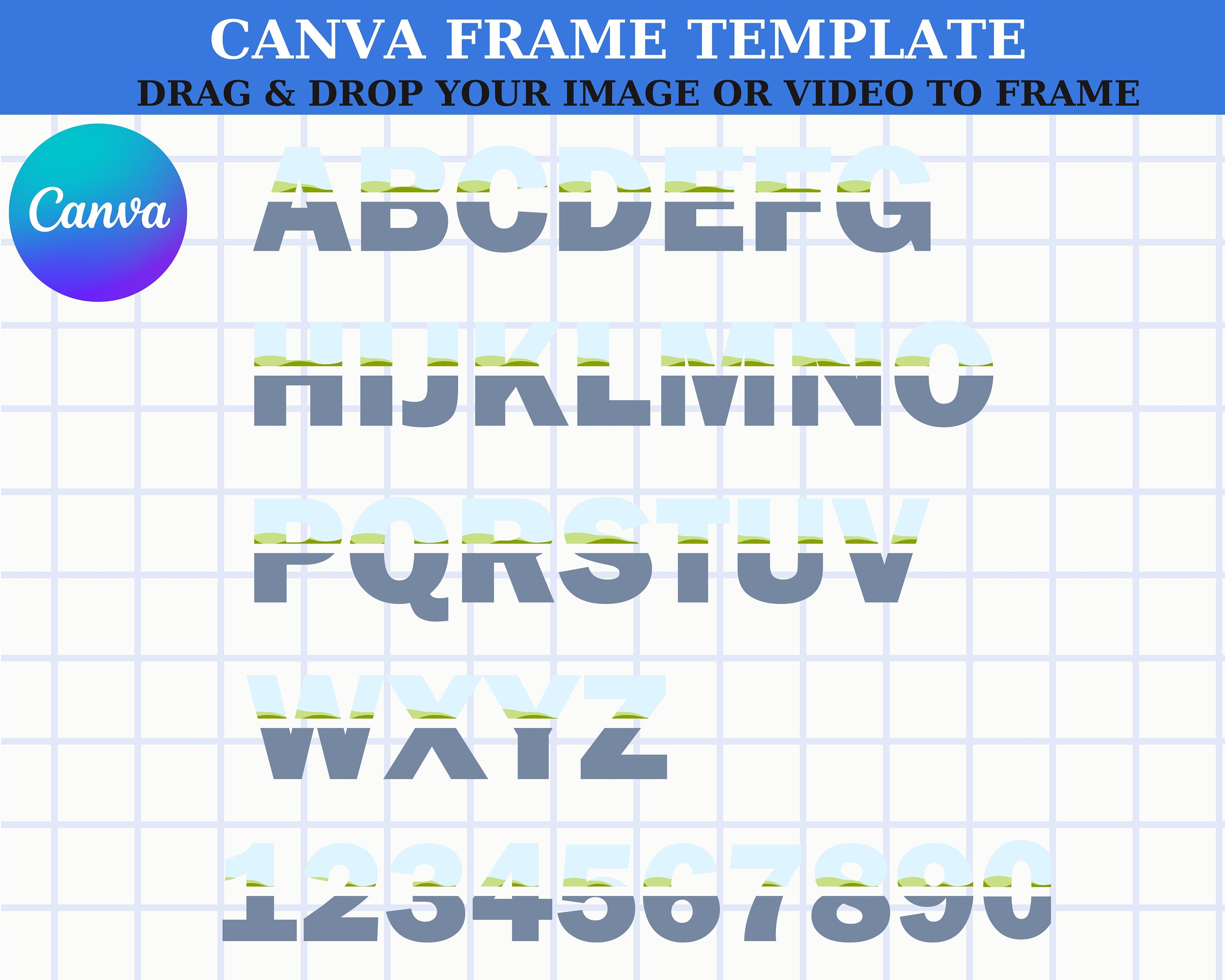 Split Half Letters Alphabet Font Blank Transparent Canva Frame Template ...
