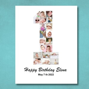 Number One First Birthday Collage Number Photo Collage Template First ...
