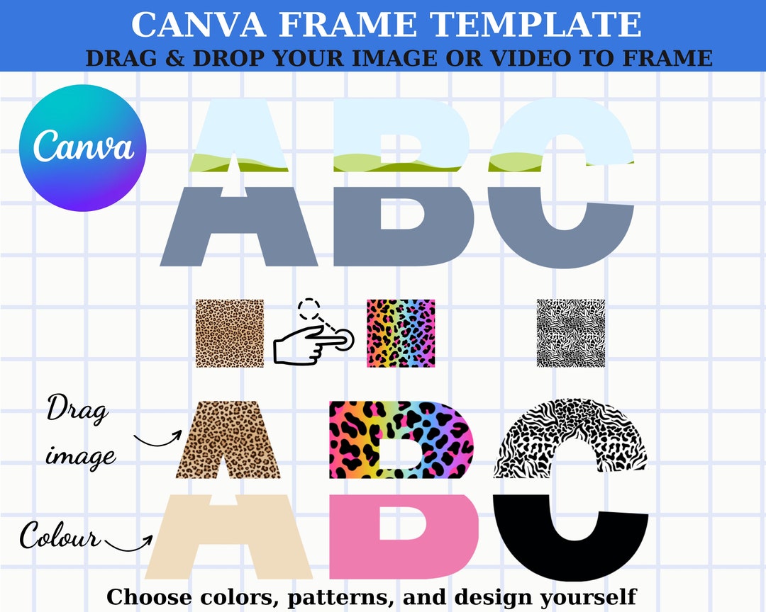 Split Half Letters Alphabet Font Blank Transparent Canva Frame Template ...