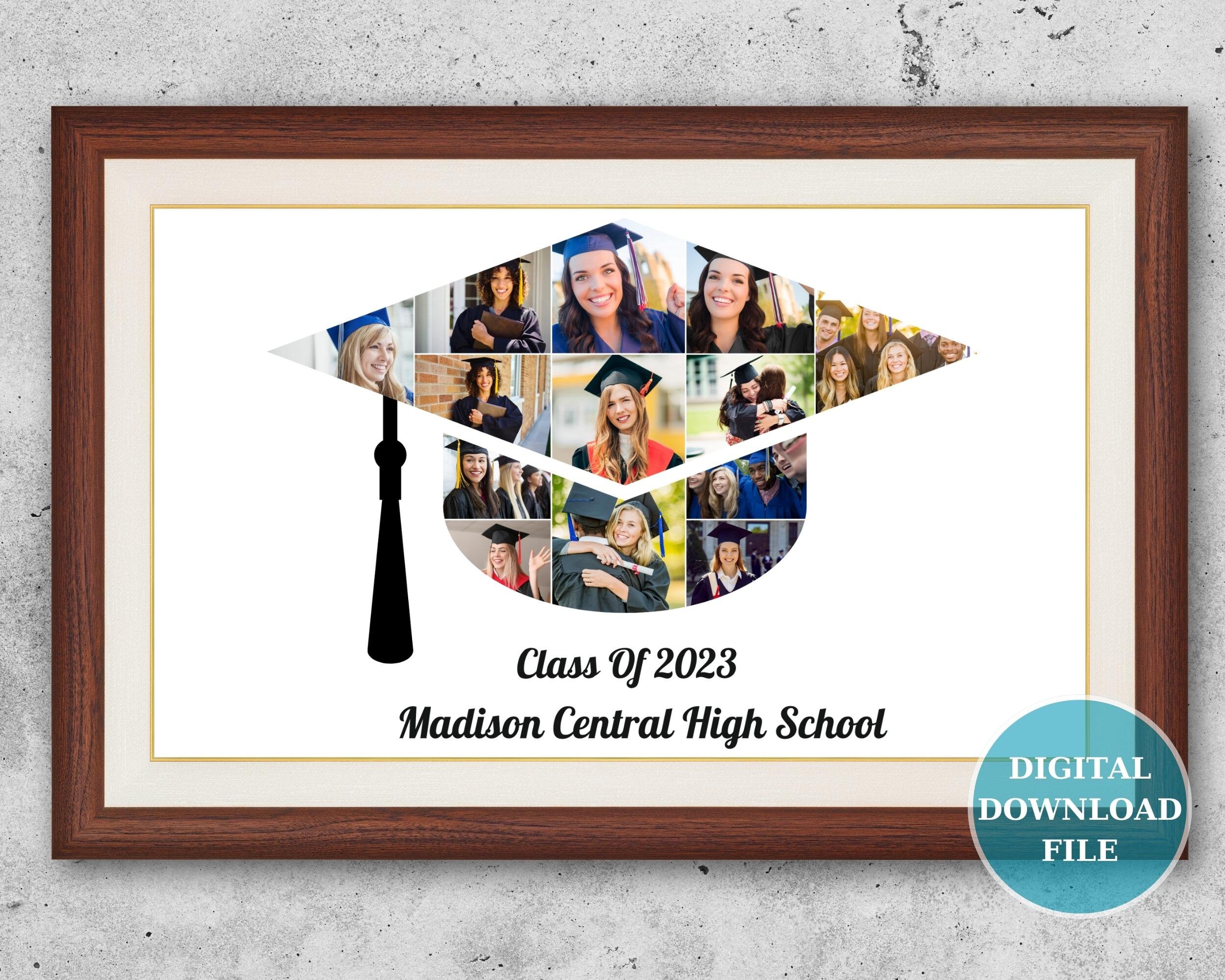 PRINTABLE Graduation Photo Collage, Graduation Gift, Graduation Cap ...