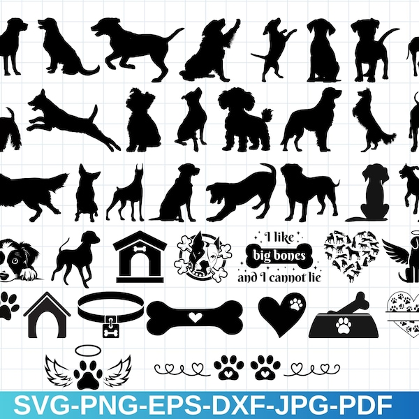 Dog Silhouette Svg - Etsy