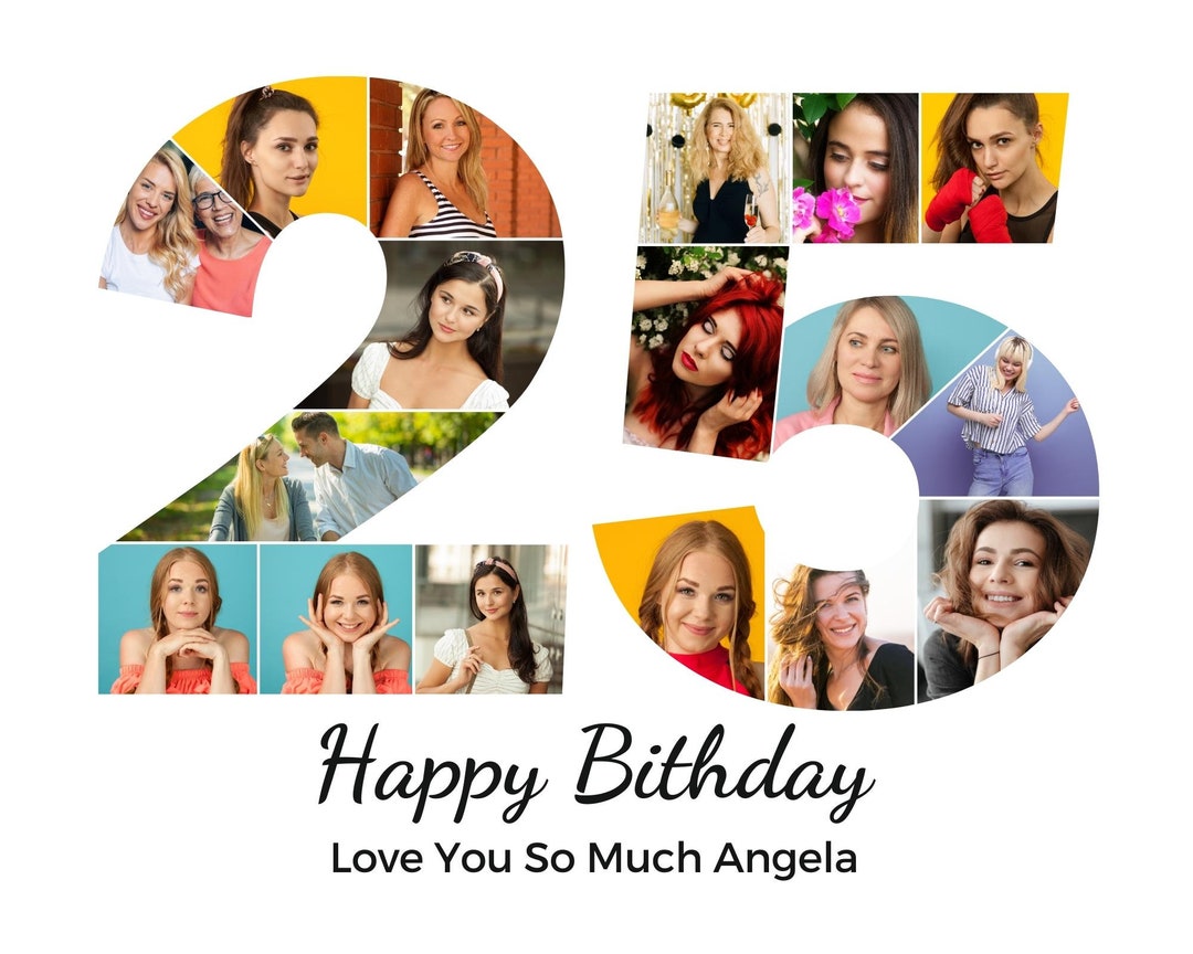Custom 25th Birthday Photo Collage - 25th Anniversary Party Decoration ...