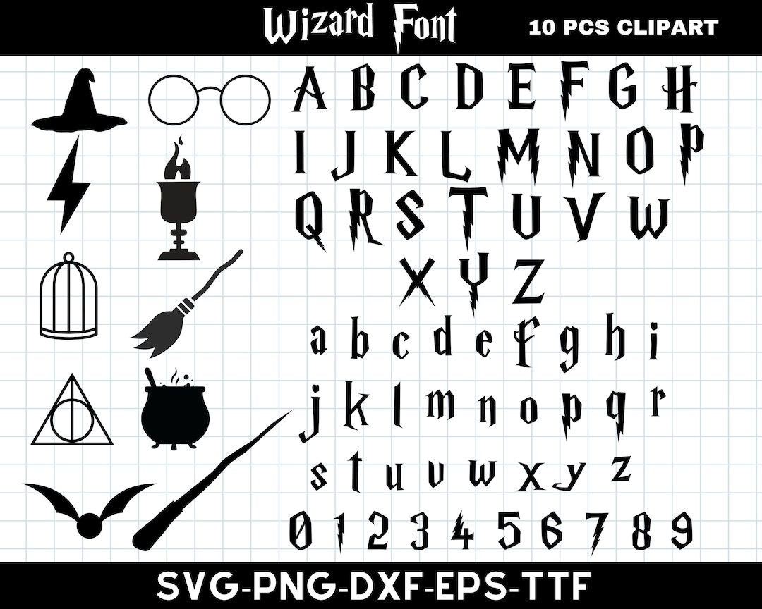 Potter Font SVG Bundle, Wizard Magic Font, Halloween Alphabet Letters ...