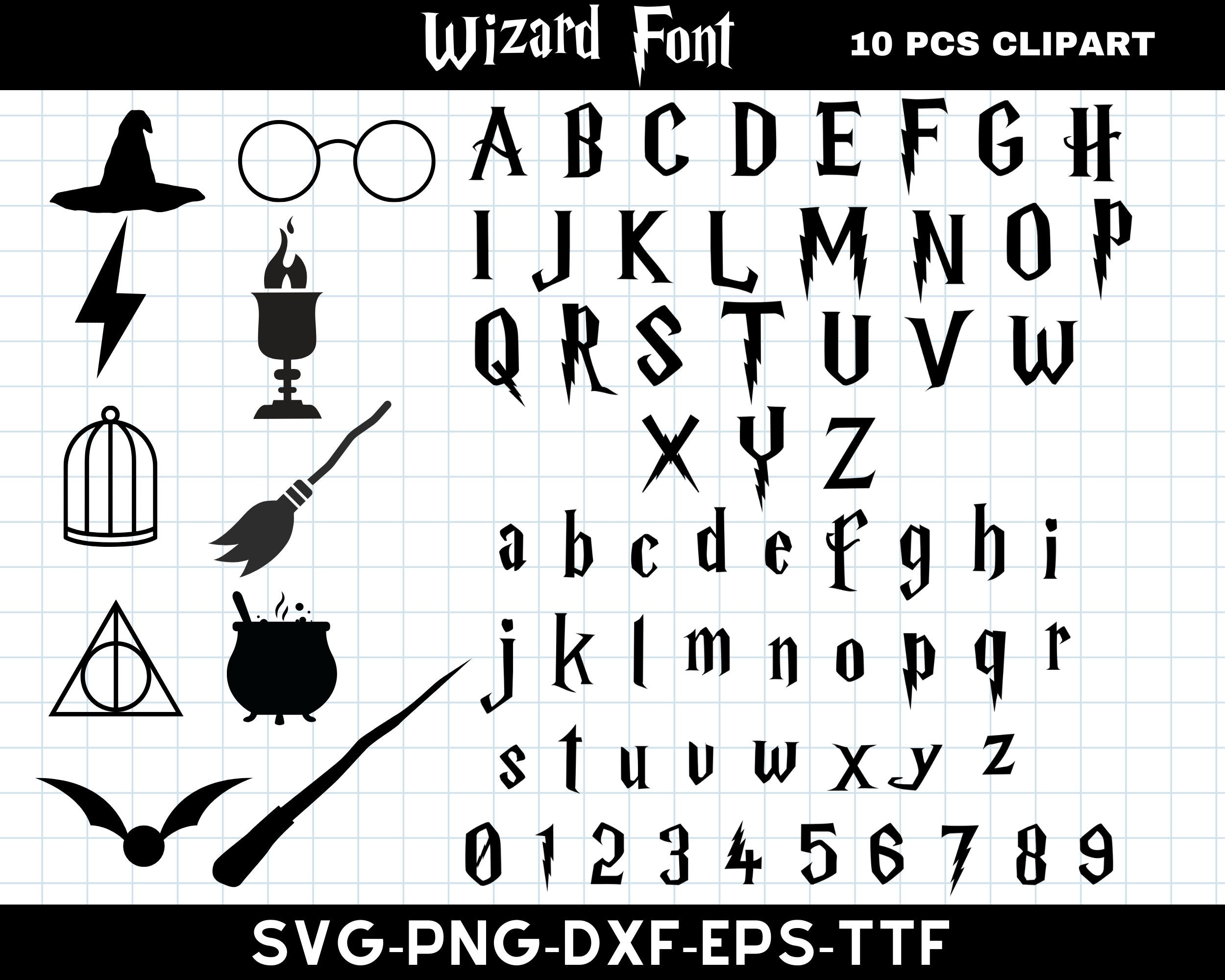 Potter Font SVG Bundle, Wizard Magic Font, Halloween Alphabet Letters ...