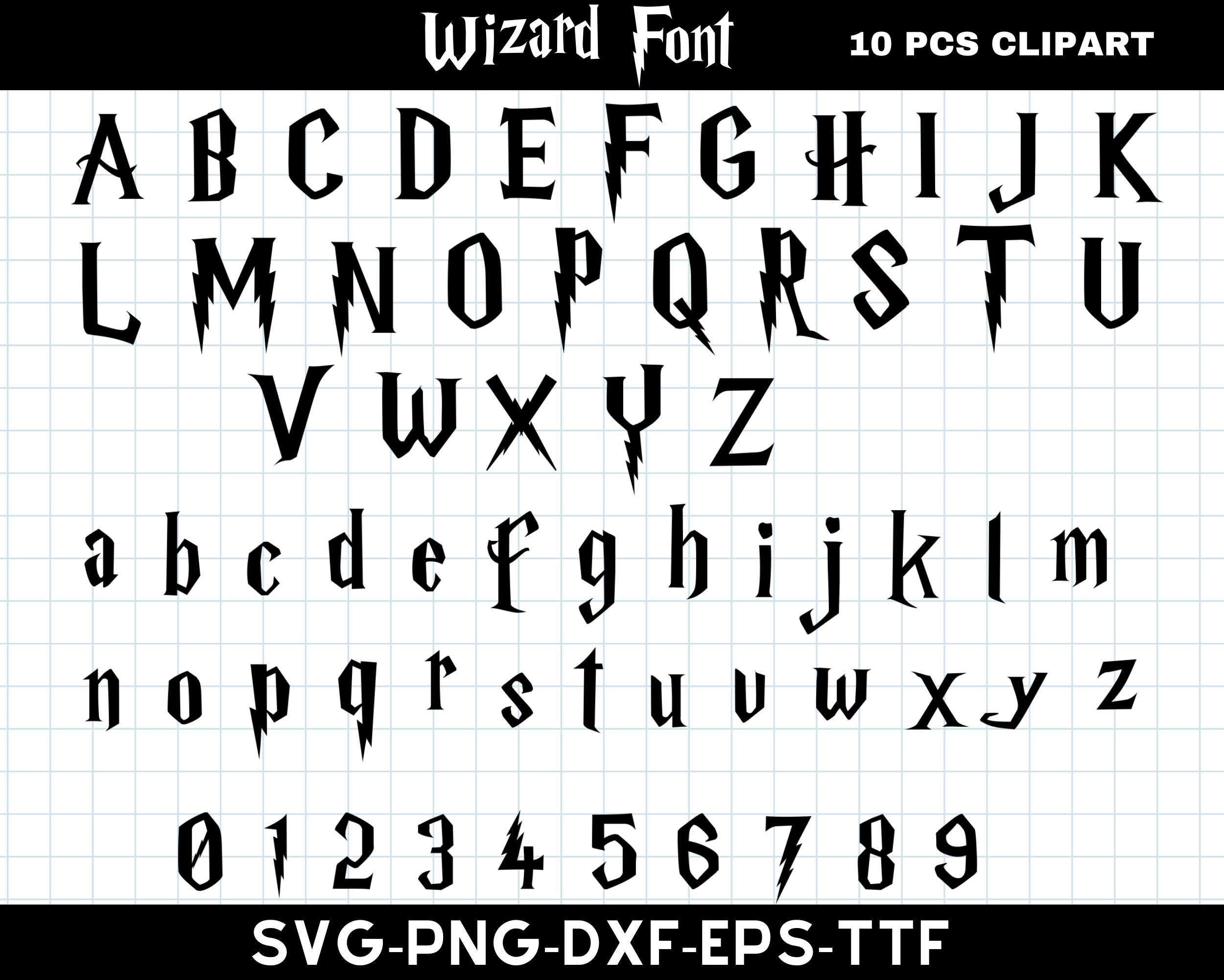 Potter Font SVG Bundle, Wizard Magic Font, Halloween Alphabet Letters ...