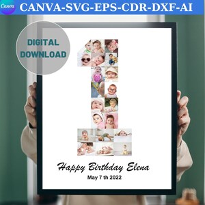 Number One First Birthday Collage Number Photo Collage Template First ...