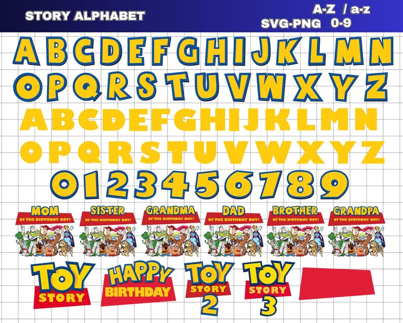 Fuentes SVG y PNG de Toy Story: letras y números del alfabeto de Toy ...