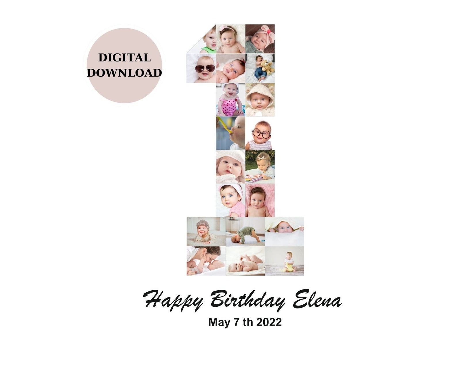 Number One First Birthday Collage Number Photo Collage Template First ...