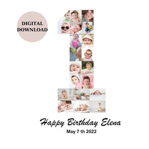Number One First Birthday Collage Number Photo Collage Template First ...