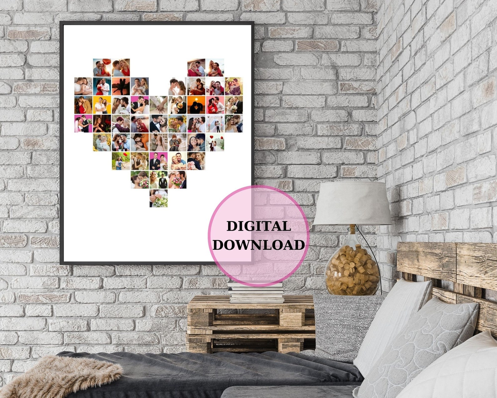Heart Photo Collage Canva Template Canva Frame Template Cdr Ai Svg ...