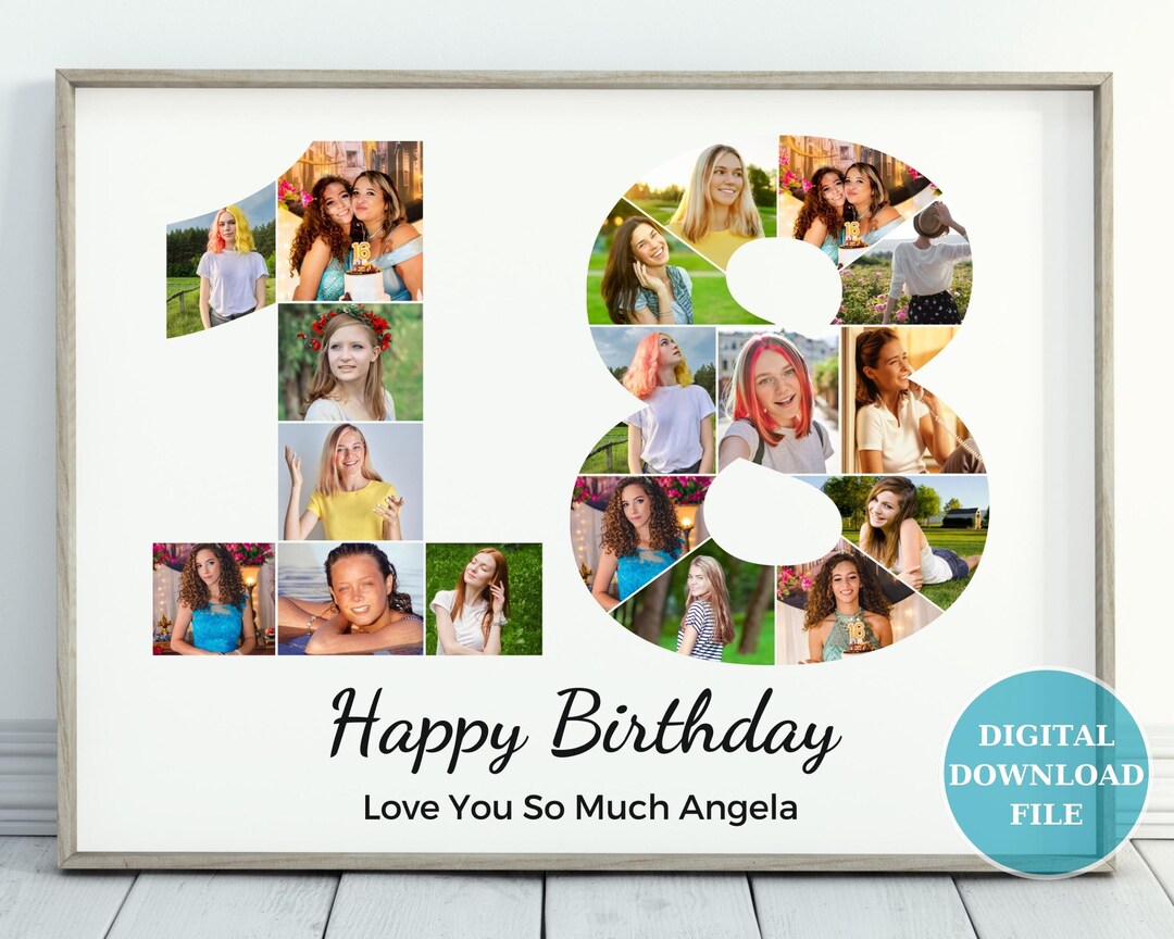 Custom 18th Birthday Photo Collage 18th Anniversary Party Decoration ...