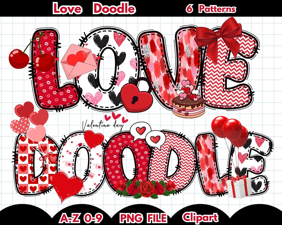 Valentine Doodle Letters, Valentine Alpha Doodle, Valentines Alphabet ...