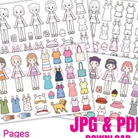 Kawaii Cat Paper Doll – Printable DIY Craft for Kids, Instant Download ...