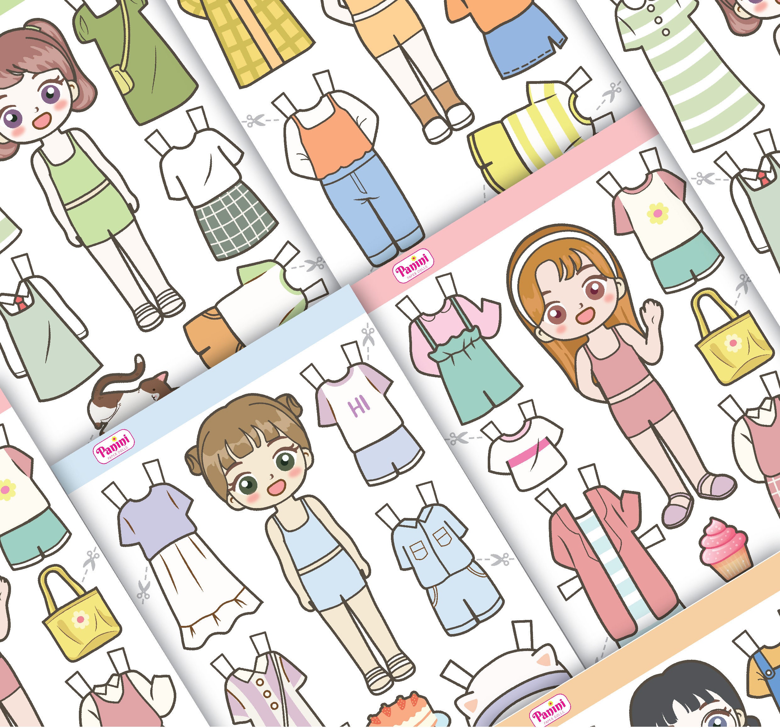 Printable Paper Doll Cute Kawaii Paper Dolls Dress up Toys - Etsy Canada