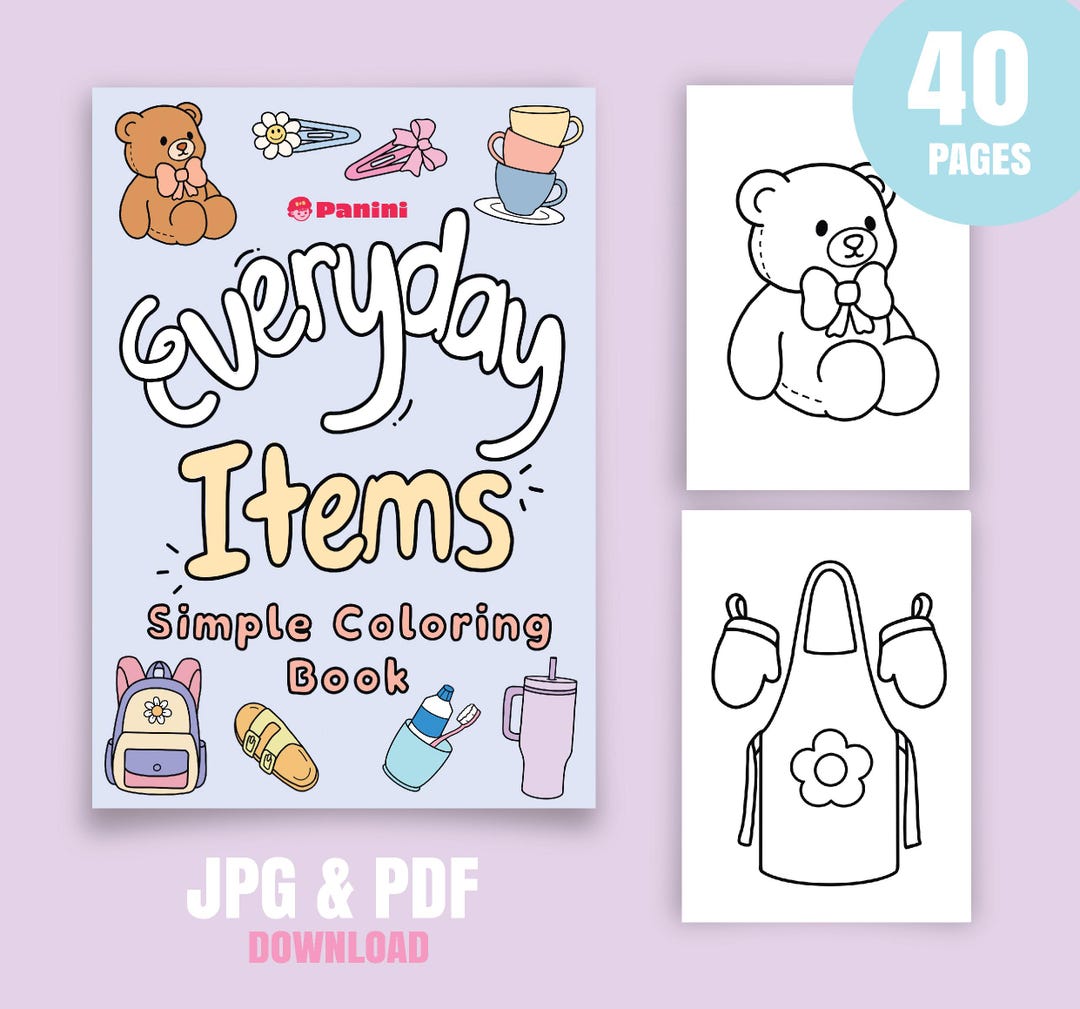 Everyday Items Easy Coloring Pages, Bold and Relaxing Printable ...