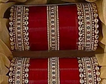 Beautiful AD CZ Bangles/indian Wedding Punjabi Chooda/red Chura Bangles ...