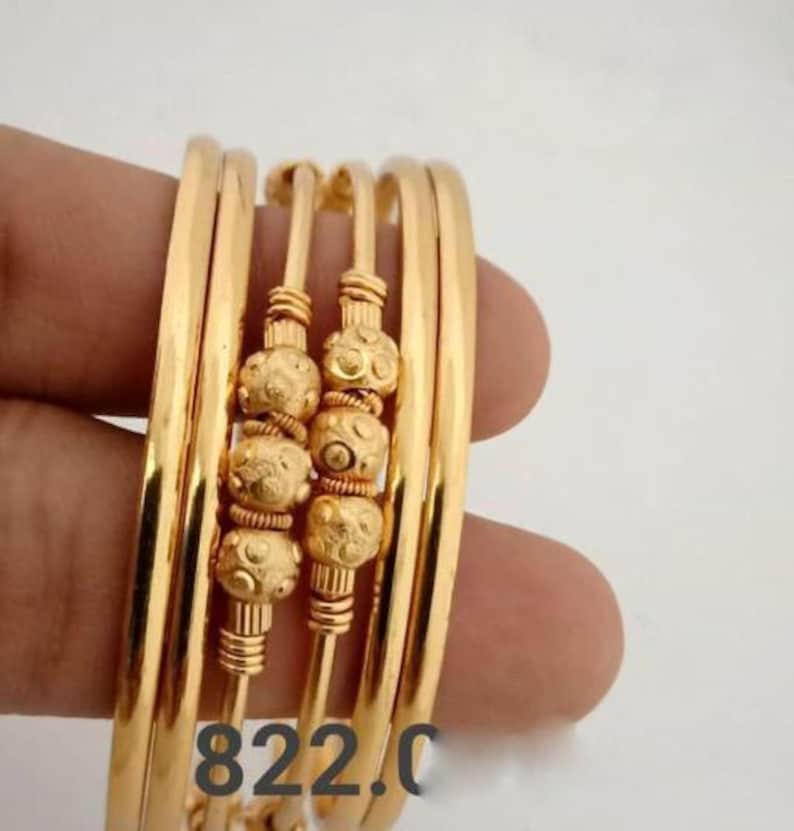 Pack of 6 Indian Gold Bangles Set, 22k Gold Plated, 6 Set Bangles ...