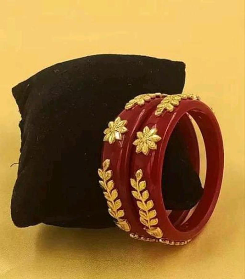 Traditional Bengali Gold Binding Bangles, Shakha Pola Bangles, Red ...