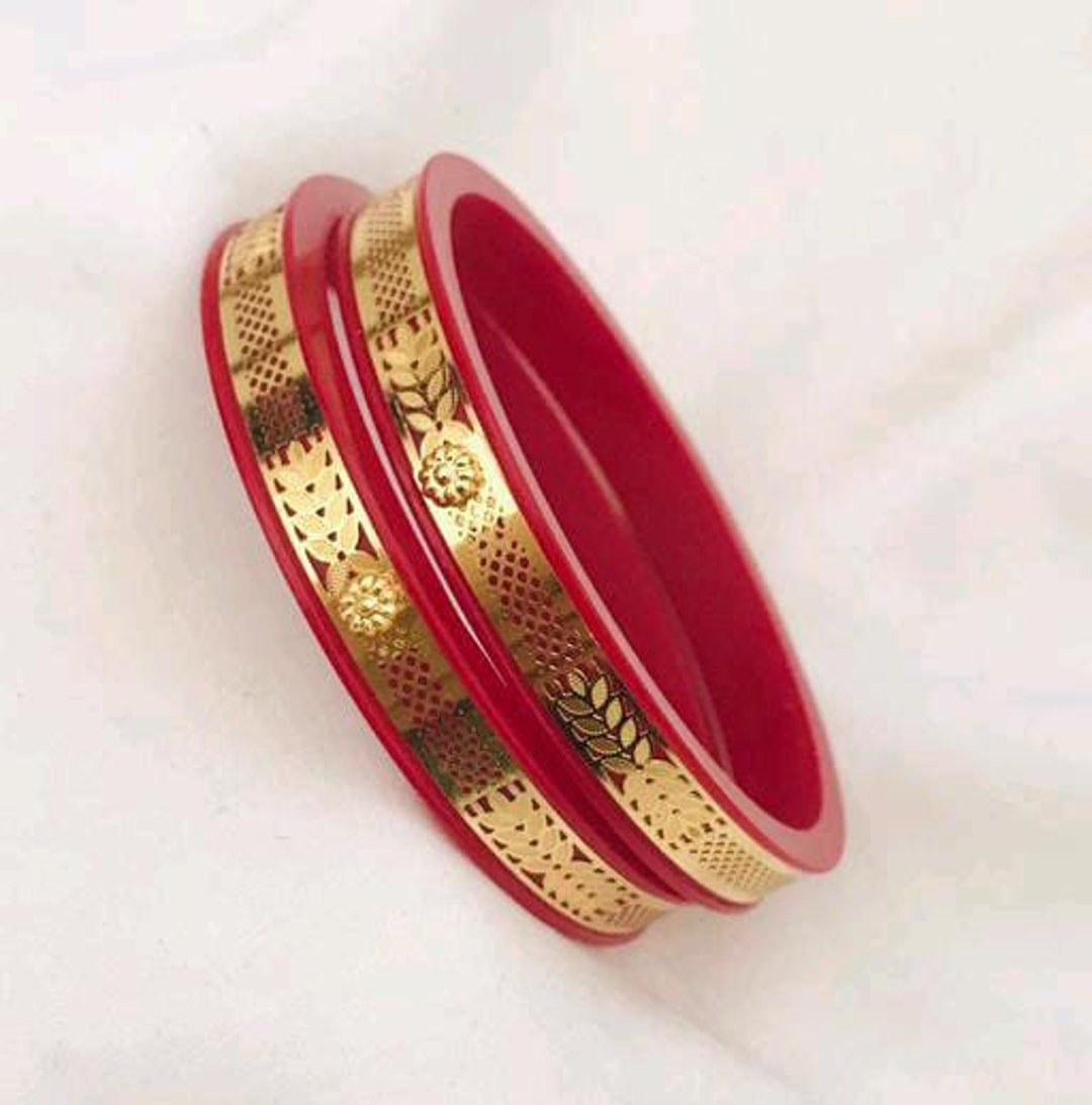 Indian Shakha Pola Bangles /red White Bangles /indian New Designer ...