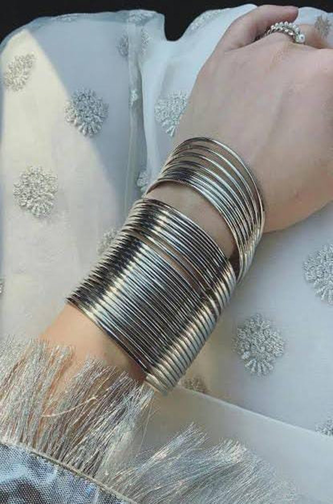 Set of 24 Silver Metal Oxidised Bangles Set, Silver Chudiya, Ethnic ...