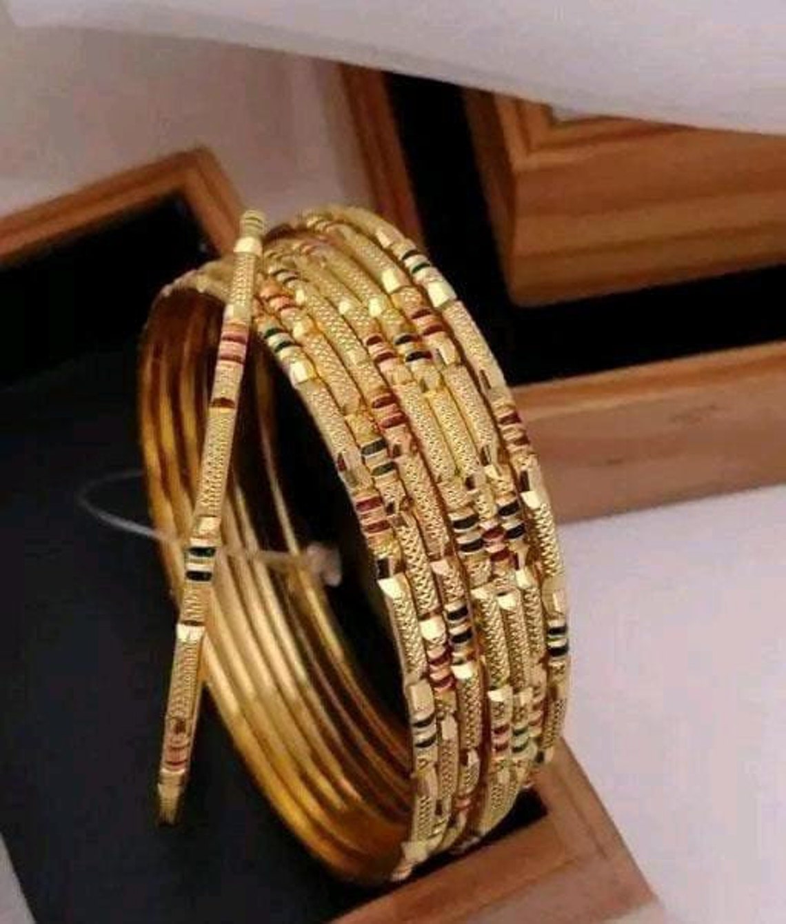 8 Indian Bangles Set, 22k Gold Plated, 8 Set Bangles , Traditional ...